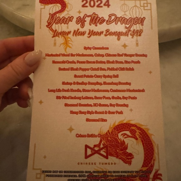 Dining | Rare Chinese Dragon Tuxedo Menu | Poshmark